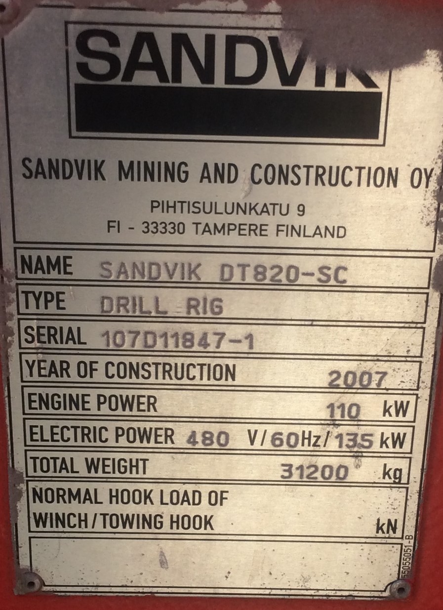 Sandvik DT820-SC - Mining Equipment & Supply LLC