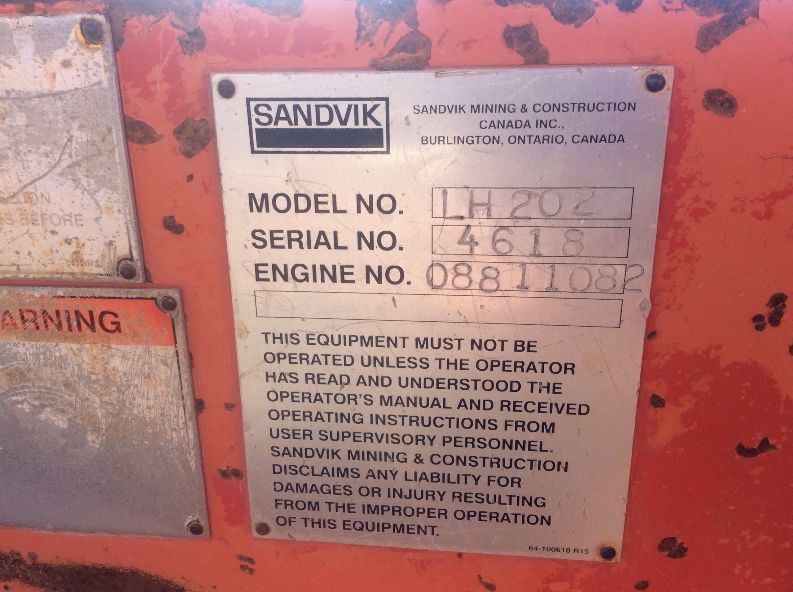 Sandvik LH202 - Mining Equipment & Supply LLC