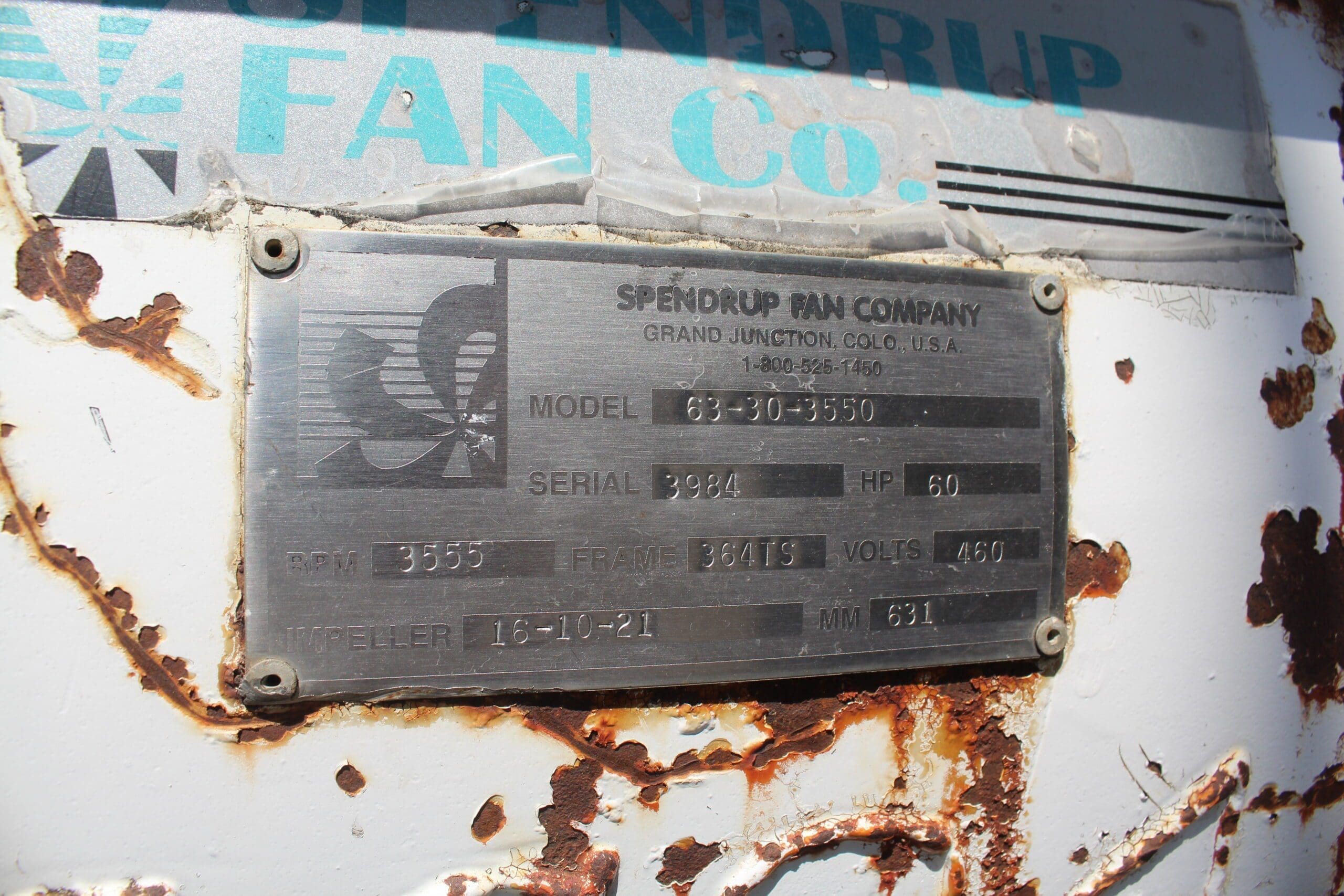 Spendrup Fan - Model 63-30-3550 - MES Equipment
