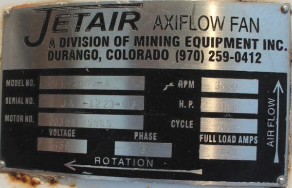 Jet Air Fan - Model E-3100-A - MES Equipment