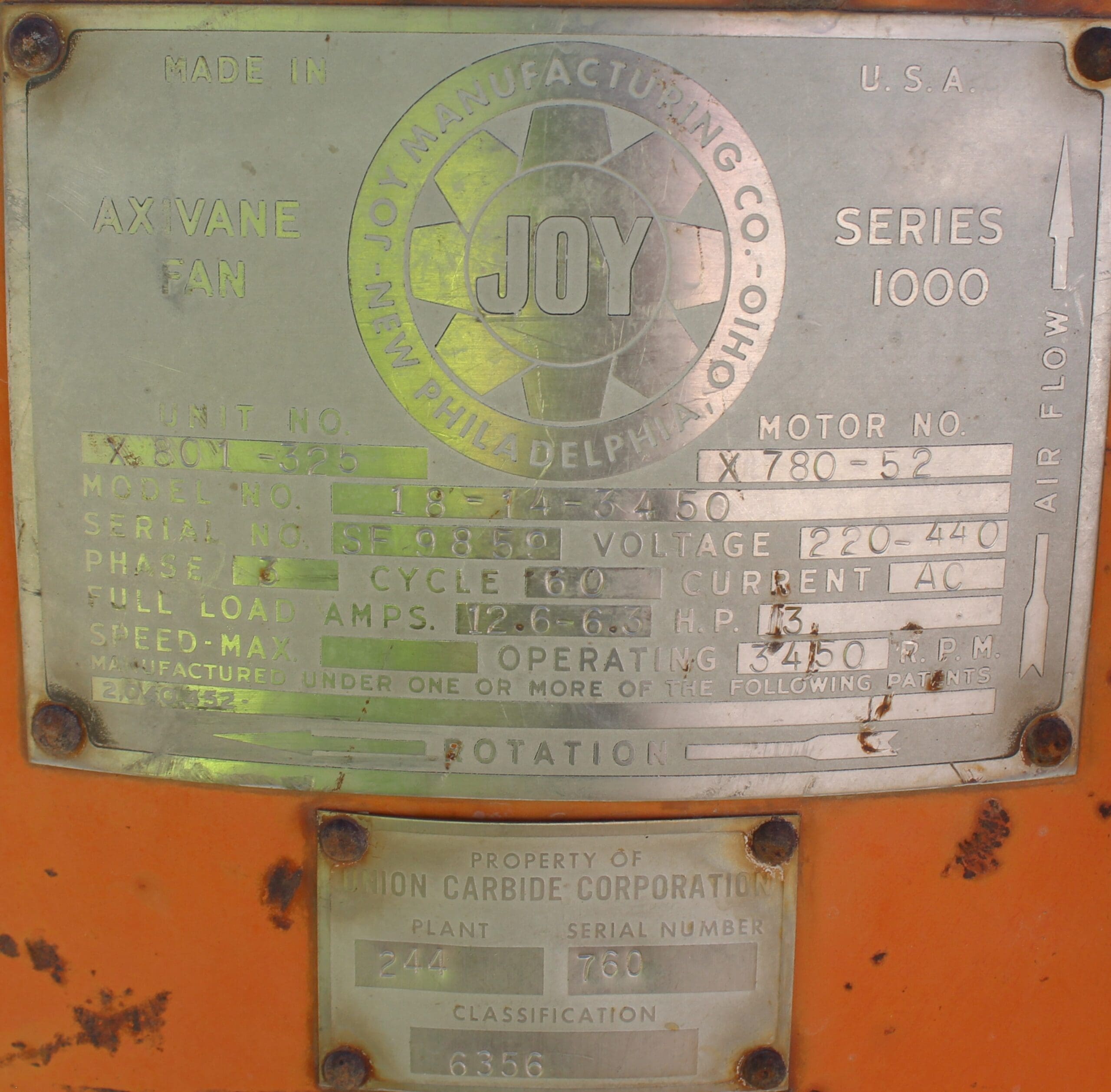 Joy Fan - Model 18-14-3450 - MES Equipment