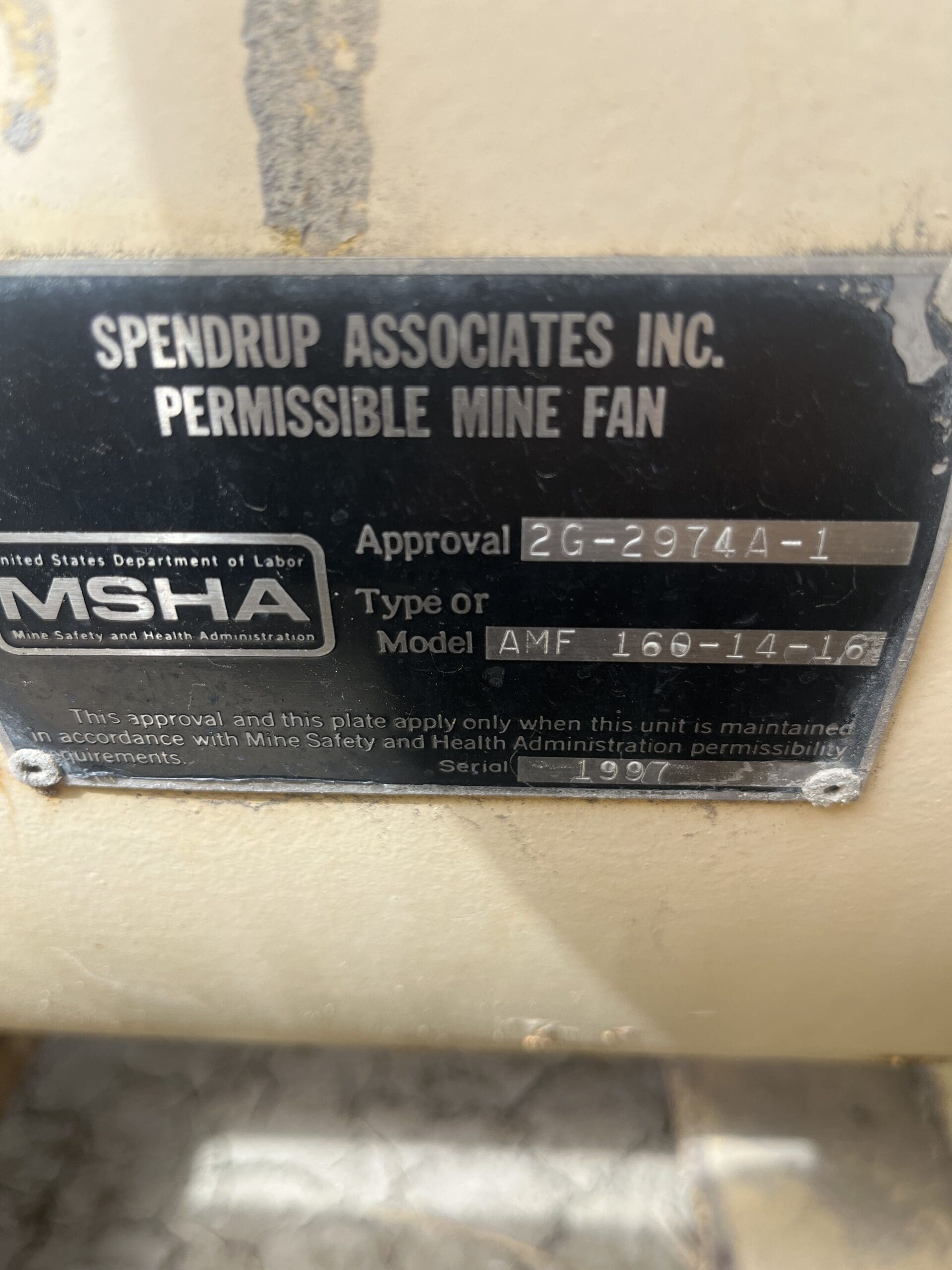 Spendrup Fan - Model AMF-160-30-19V - MES Equipment